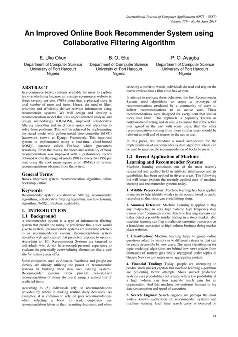 Pdf An Improved Online Book Recommender System Using Collaborative