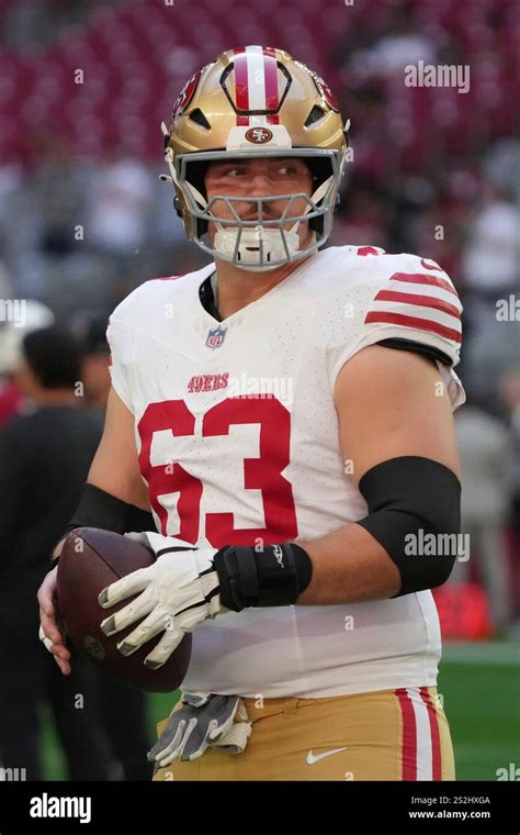 San Francisco 49ers Offensive Tackle Nick Zakelj 63 Warms Up Against