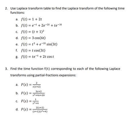 solved 2 use laplace transform table to find the laplace