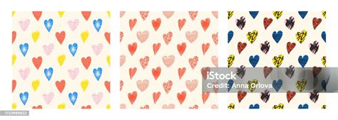 루프 드롭 스폿 곡선 선 및 파도 원활한 패턴이 있는 다채로운 하트 손으로 그린 낙서 요소 물결 모양 및 나선형 요소가 있는 벡터 그림입니다 0명에 대한 스톡 벡터 아트 및