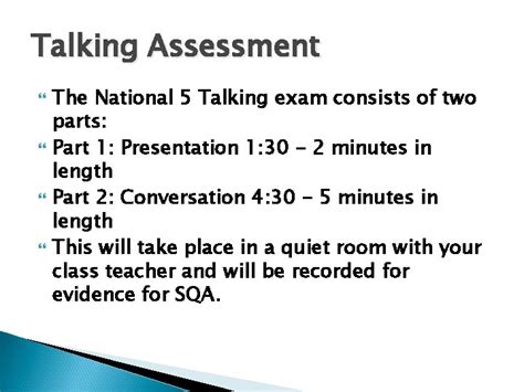 Modern Languages National 5 Talking Performance Talking Assessment