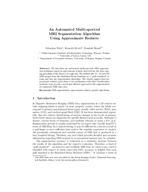 Pdf An Automated Multispectral Mri Segmentation Algorithm Using