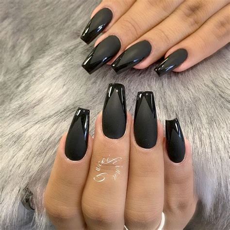 44 Matte Black Nails Designs That Will Make You Thrilled Black Coffin