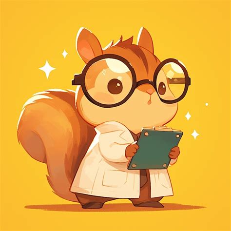 Premium Vector A Clever Squirrel Doctor Cartoon Style