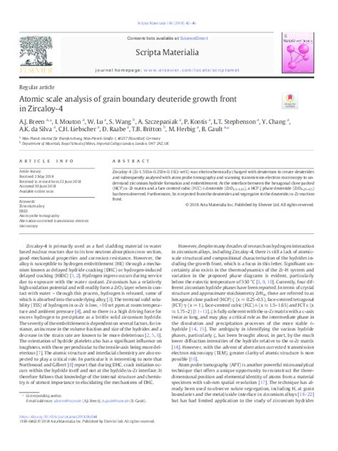 Pdf Atomic Scale Analysis Of Grain Boundary Deuteride Growth Front In