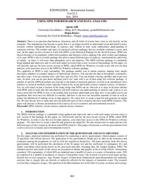 Pdf Using Spss For Research And Data Analysis
