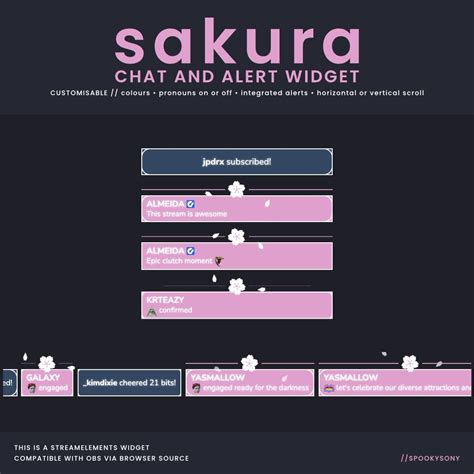 Sakura Chat And Alert Widget Horizontal And Vertical Scroll Color