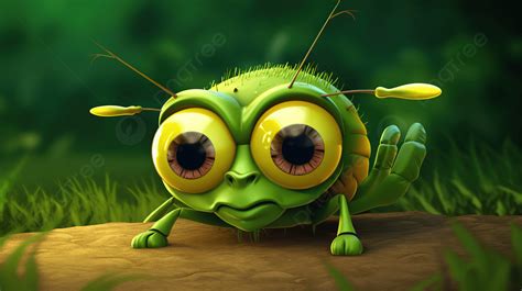 Fondo Insecto De Dibujos Animados Sentado En El Suelo En La Hierba Con