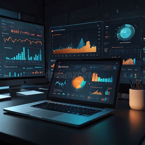 Digital Dashboard With Infographics And Statistical Reports Stock