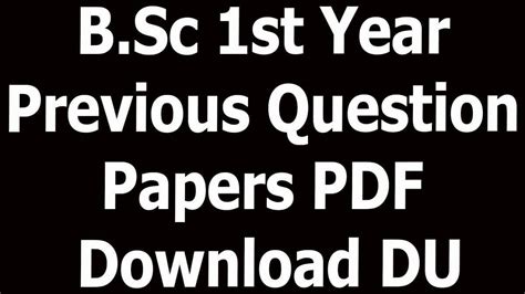 b sc 1st year previous question papers pdf download du