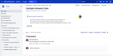 confluence how does the blueprint to share a link work confluence