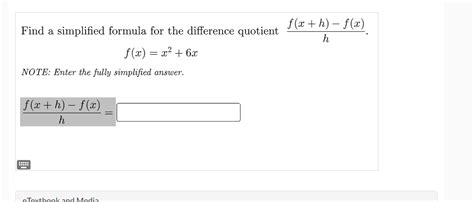 Difference Quotient Formula
