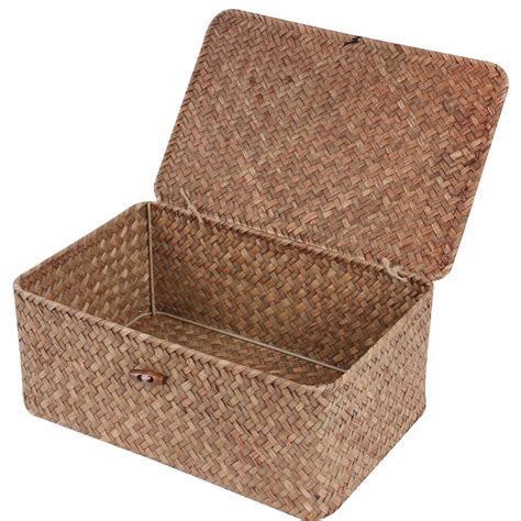 Feialnduo Wicker Shelf Baskets With Lidseagrass Storage Basket Bins