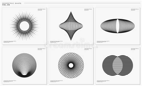 Set Of Geometric Abstract Shape Line Design Template Modern Blend Line Logo Stock Vector