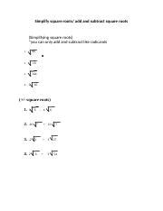 Simplify Square Roots And Perform Operations With Radicands Course Hero
