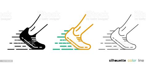 실행 중인 발 아이콘 그림 집합입니다 실루엣 화려하고 선형 세트 아이콘에 대한 스톡 벡터 아트 및 기타 이미지 아이콘 스포츠 신발 달리기 Istock