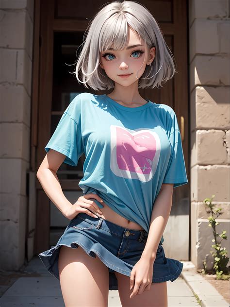 A Close Up Of A Person With A Short Skirt And A Shirt Seaart Ai