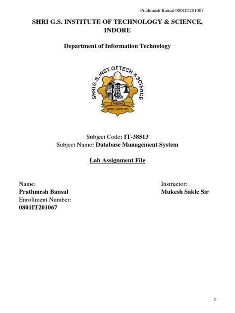 Dbms Lab File Pdf