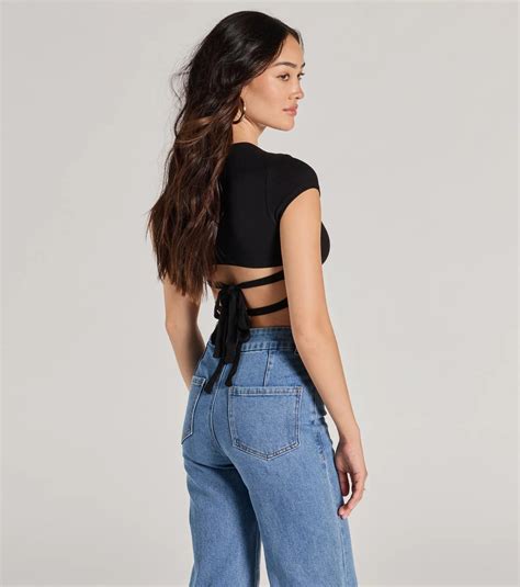 Womens Black Crop Tops And Windsor