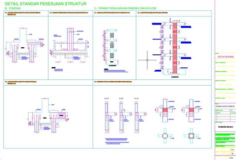 Standard Details Of Column And Foundation Reinforcement Design In Autocad 2d Drawing Cad File