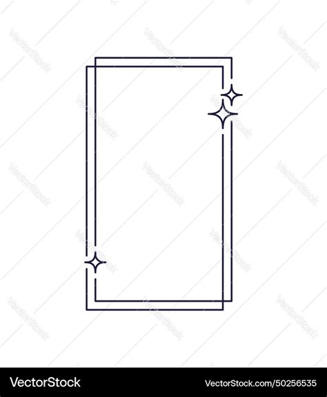 Minimal Line Rectangle Frame Border Stars Sparks Vector Image