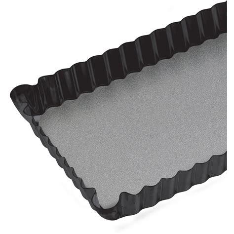 Masterclass Non Stick Loose Base Rectangular Fluted Flan Quiche Tin