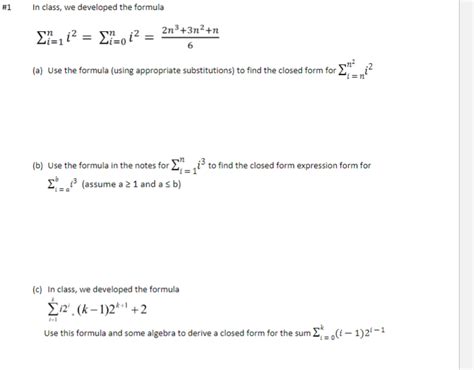 Solved In Class We Developed The Formula Chegg