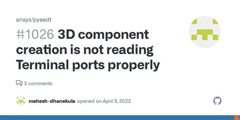 3d Component Creation Is Not Reading Terminal Ports Properly · Issue
