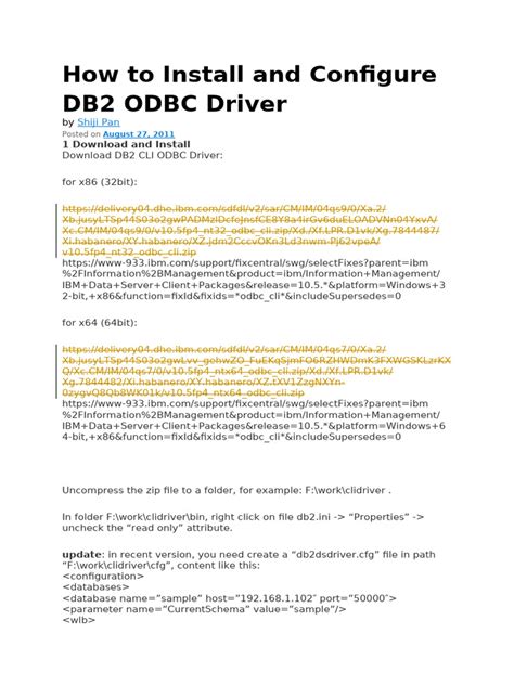 How To Install And Configure Db2 Odbc Driver Dns Pdf Ibm Db2 Zip File Format