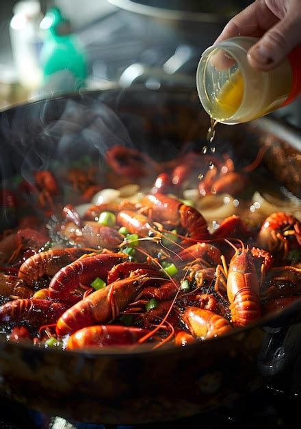 Cooking Crayfish In A Large Pot Premium Ai Generated Image