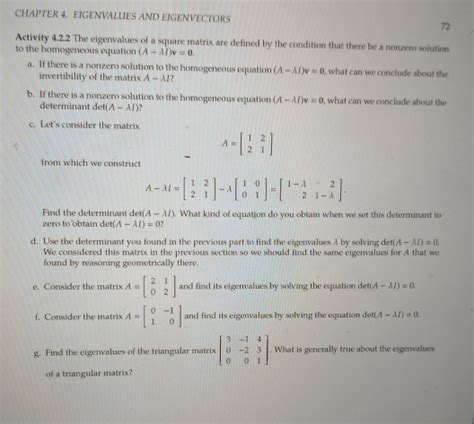 Solved CHAPTER EIGENVALUES AND EIGENVECTORS Activity Chegg Com
