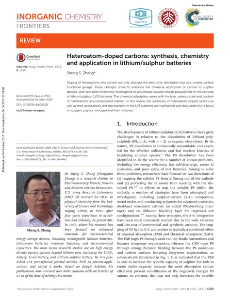 Pdf Heteroatom Doped Carbons Synthesis Chemistry And Application In Lithiumsulphur Batteries