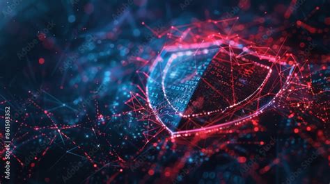 Shield Icon Dark Data Encryption Symbol Network Connections Top View