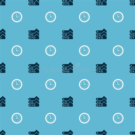 Set Graph Chart Diagram And Clock On Seamless Pattern Vector Stock Illustration