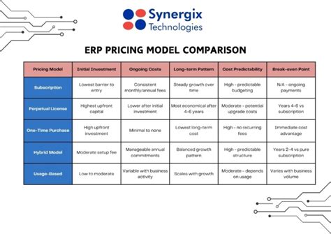 Erp Pricing Models Complete Guide For 2025 Synergix Technologies Erp System