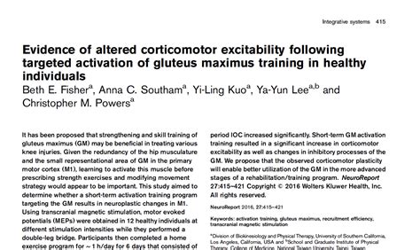 Corticomotor Excitability Glute Max Motus Physical Therapy