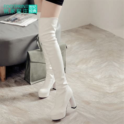 Купить Женские сапоги Осенние и зимние женские белые сапоги высокие ...