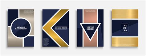 벡터 세련된 금속 커버 템플릿 배경 플래카드 브로셔 배너 전단지 등의 세트 창의적인 광택 메탈 텍스처를 갖춘 장식적인 트렌디한