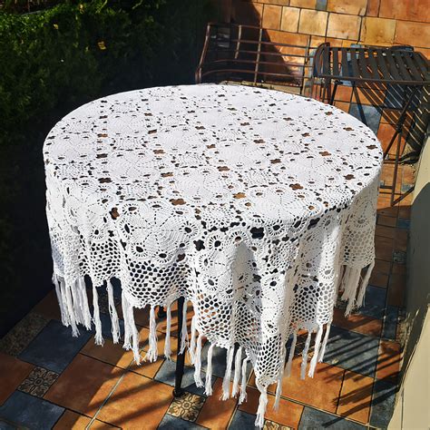 Handcrafted Round Crochet Tablecloth American Country Style Circular