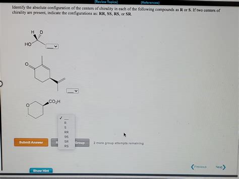 Solved References Identify The Absolute Configuration Of Chegg