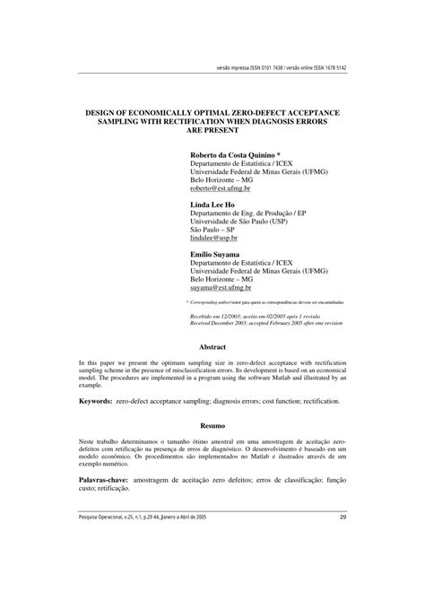 Pdf Design Of Economically Optimal Zero Defect Acceptance Sampling With Rectification When