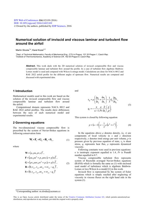 Pdf Numerical Solution Of Inviscid And Viscous Laminar And Turbulent