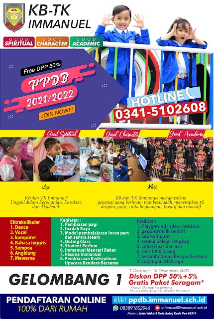 Penerimaan Siswa Baru Ta 2021 2022 Kb Tk Immanuel Gelombang 1 Kb Immanuel Batu