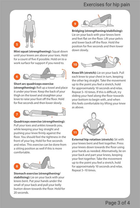Hip Pain Exercise Sheet Download Printable Pdf Templateroller