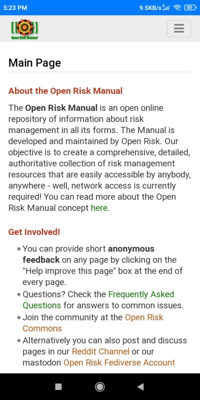 The Open Risk Manual As Android App Open Risk