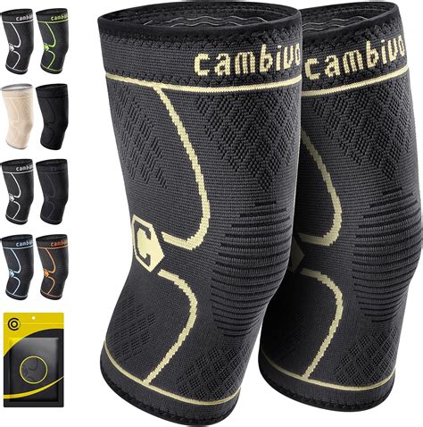 Cambivo 2 Pack Knee Brace Knee Compression Sleeve For Men And Women Knee Support