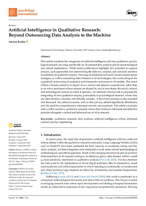 Pdf Artificial Intelligence In Qualitative Research Beyond