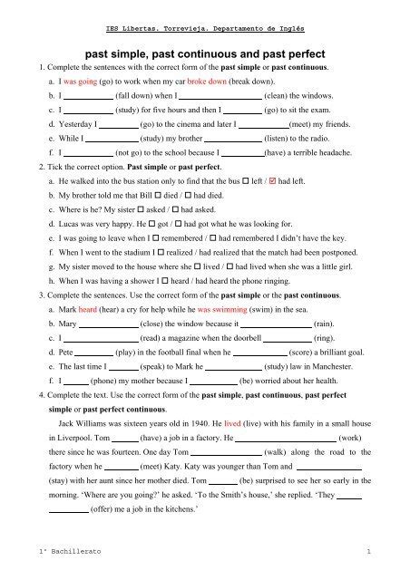 Present Perfect Simple Vs Past Perfect Continuous Exercises Design Talk