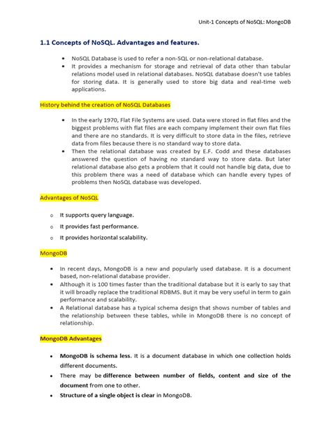 Unit 1 Pdf No Sql Relational Database