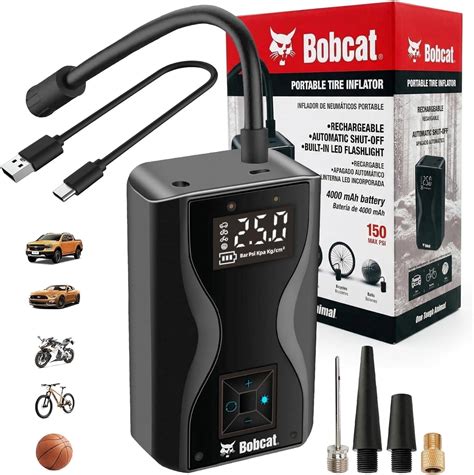 Bobcat Tire Inflator Portable Air Compressor 4000 Mah 150 Psi